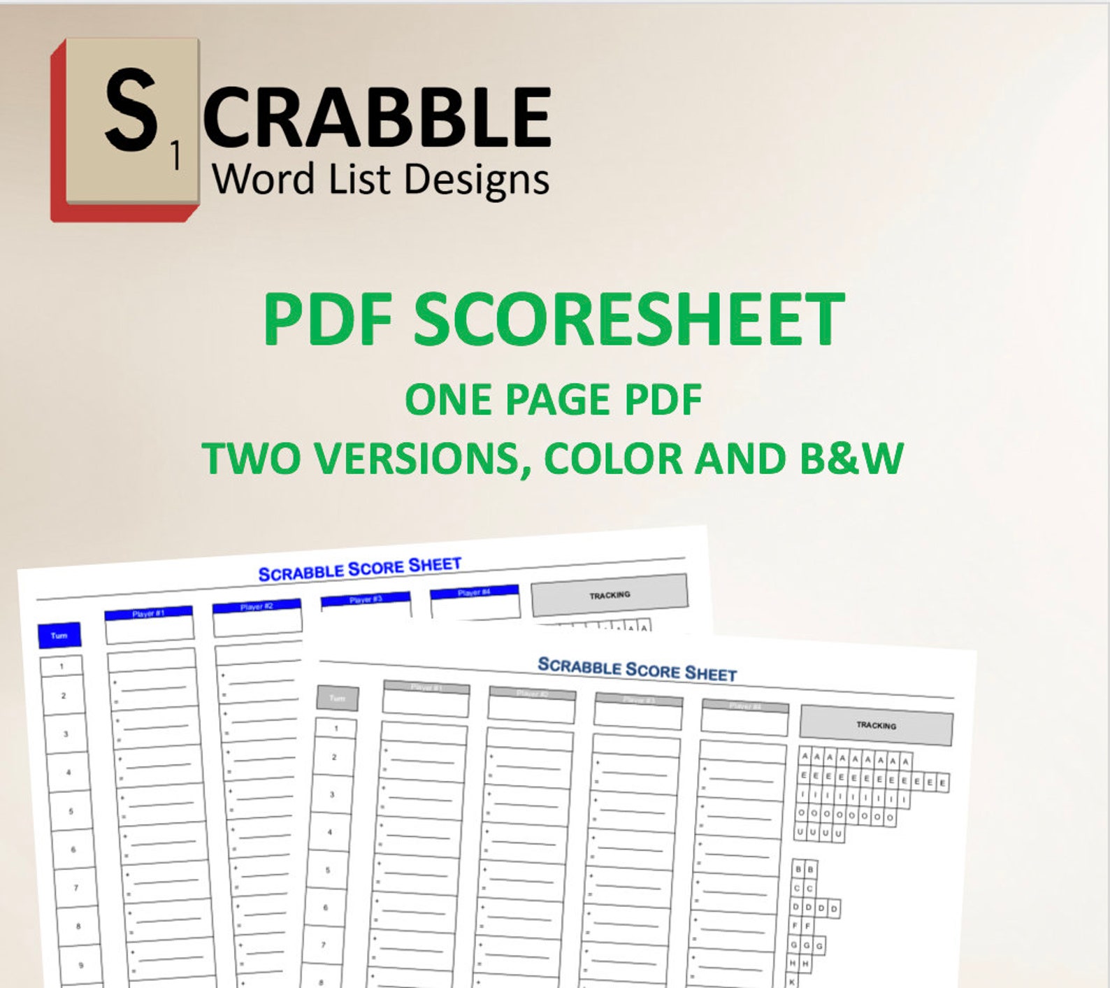 X PDF Scrabble Scoresheet -- One Page - Print Over and Over - Etsy