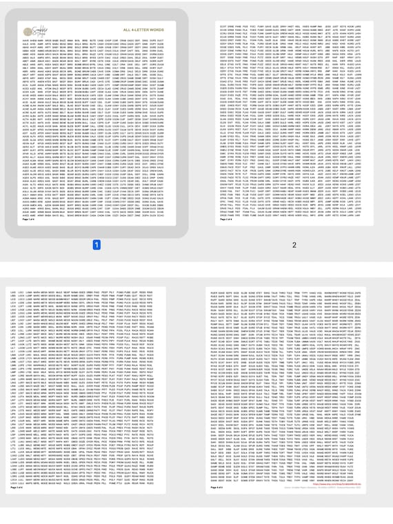 Letter Word Cheat Sheet