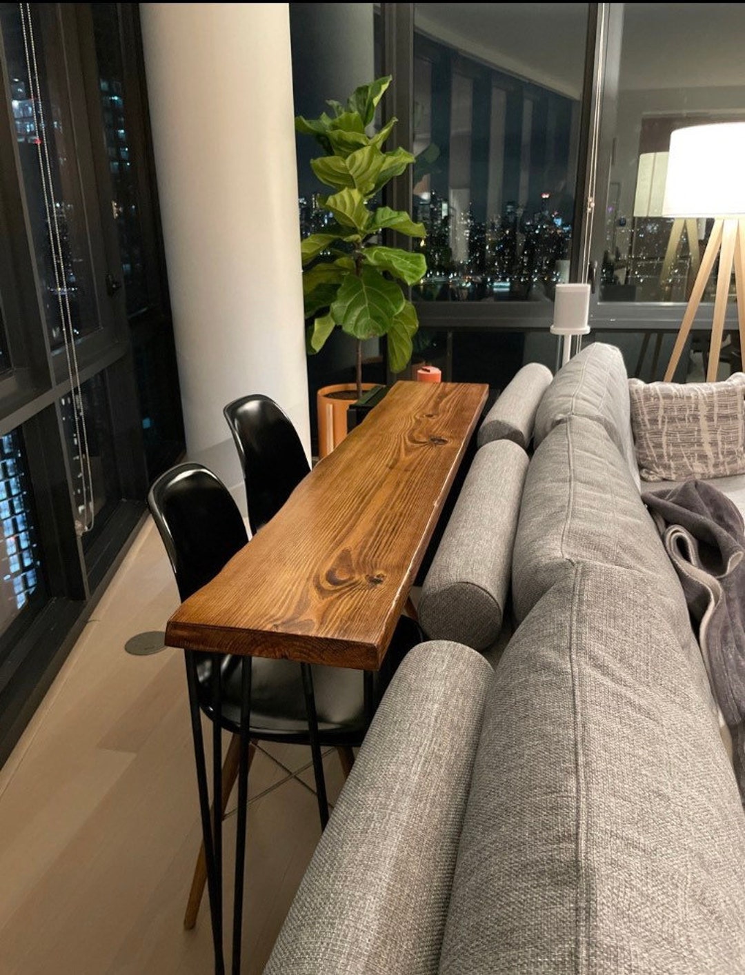 Behind sofa bar table with stools store