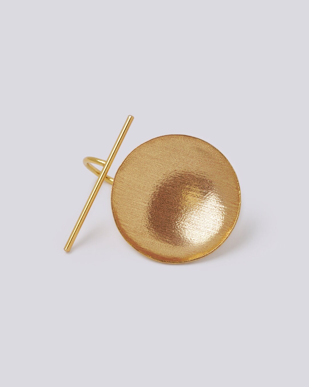 Large Gold Disc Ring Statement Chunky Double Finger Open Big Oversized ...