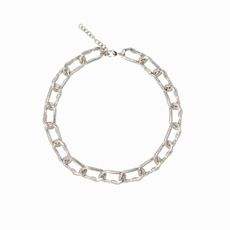 Silver Link Chain Necklace Big Chunky Curb Textured Thick Link | Etsy