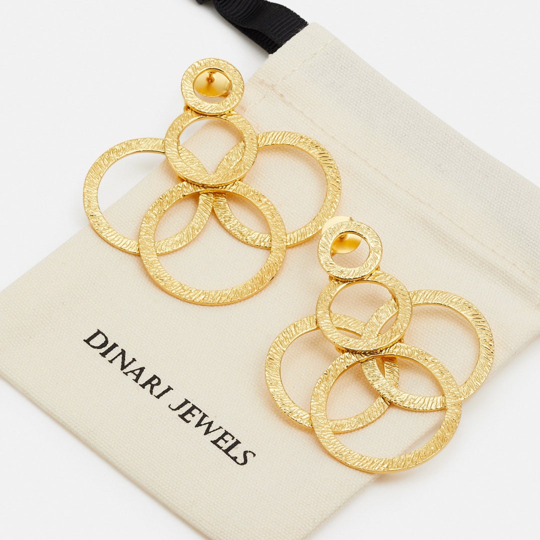 Geometric Gold Earrings Statement Contemporary Multi Linked Hoop Big ...