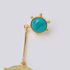 Long Turquoise Dangle Earrings Gold Statement Natural Stone Baroque ...