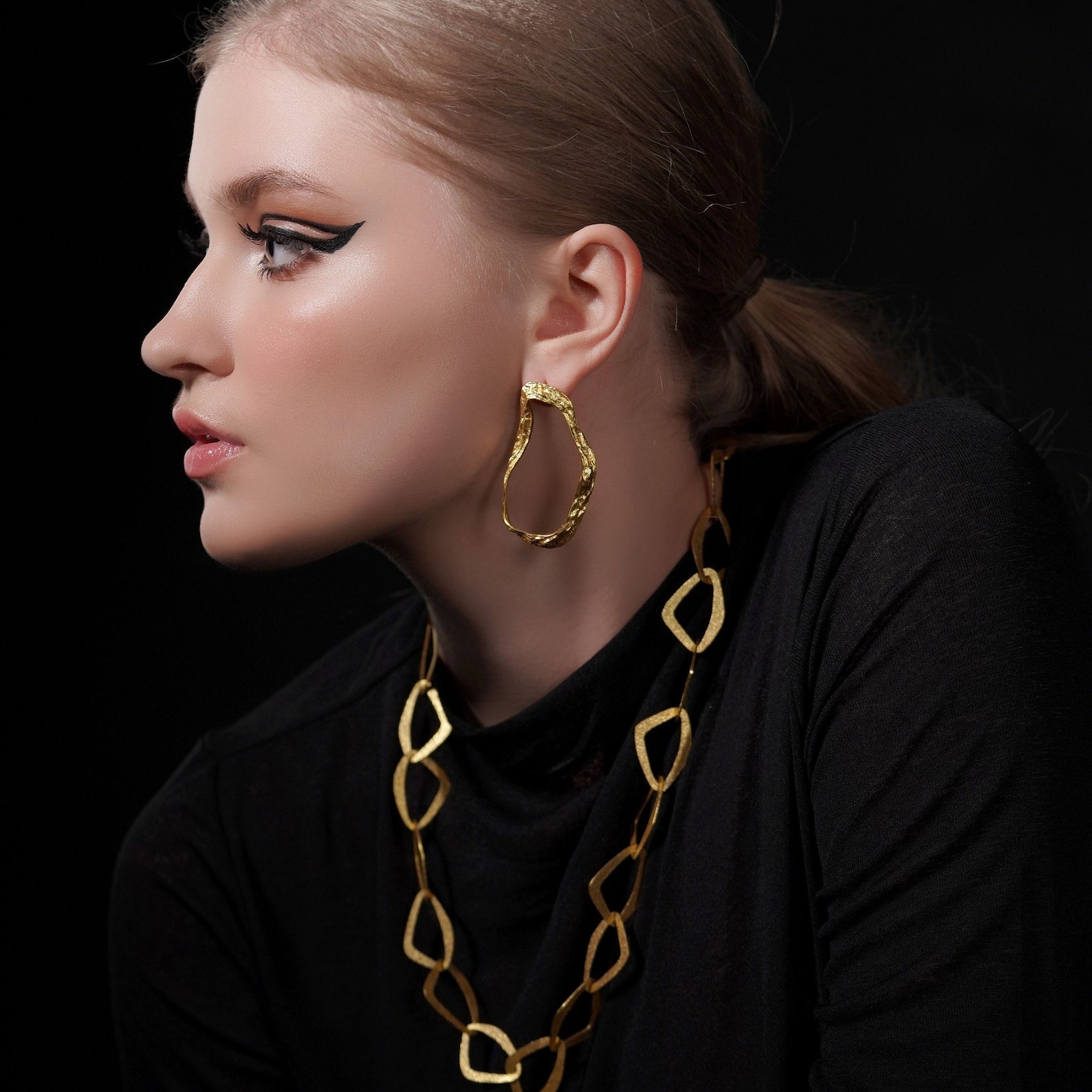 Irregular Gold Hoop Earrings Abstract Hoop Earrings Statement Texture ...