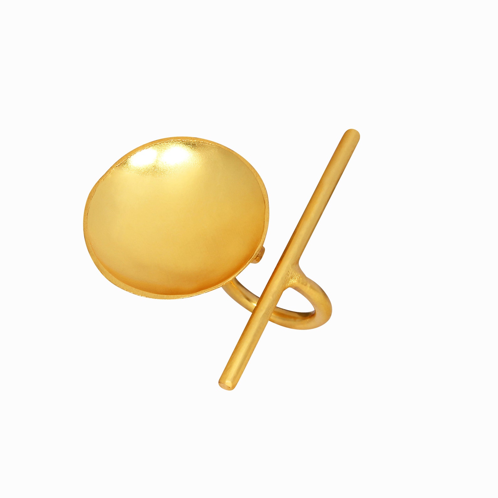 Large Gold Disc Ring Statement Chunky Double Finger Open Big - Etsy