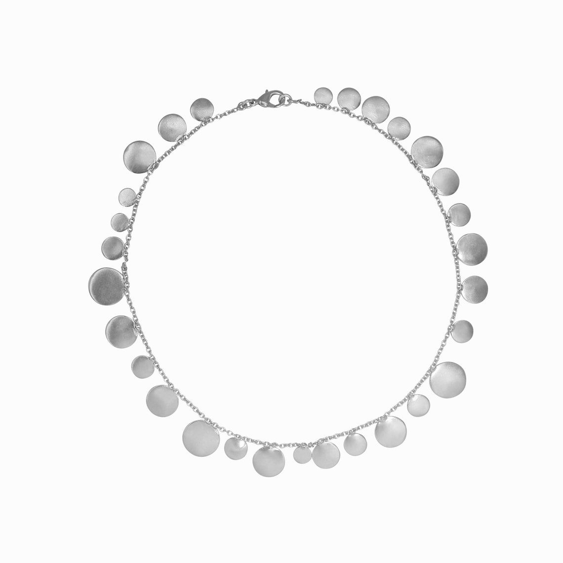 Silver Disc Necklace Coin Statement Choker Multiple Shimmer | Etsy