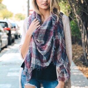 Autumn Scarf in Plaid Pattern - Etsy