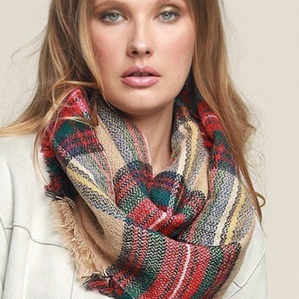 Plaid Infinity Scarf - Etsy