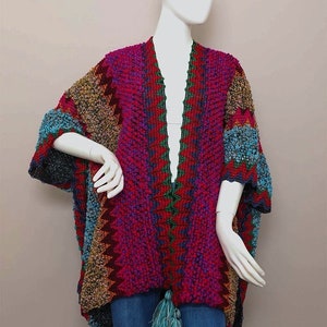 Magenta Pink Boho Knit Ruana for Women Bohemian Poncho Ruana - Etsy