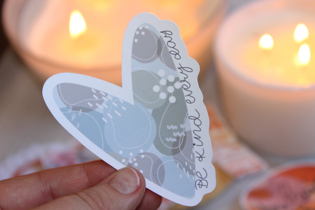 Blue Boho Design Be Kind Weatherproof Matte Sticker - Etsy
