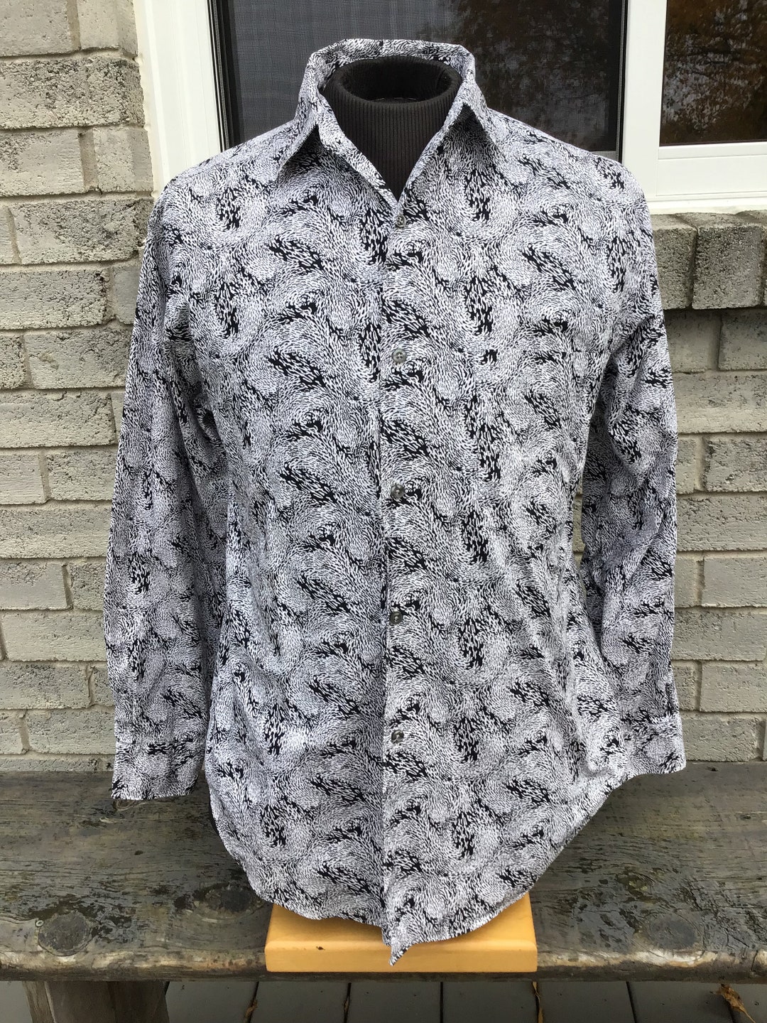 YSL Menswear Yves Saint Laurent Black and White Pattern Shirt - Etsy