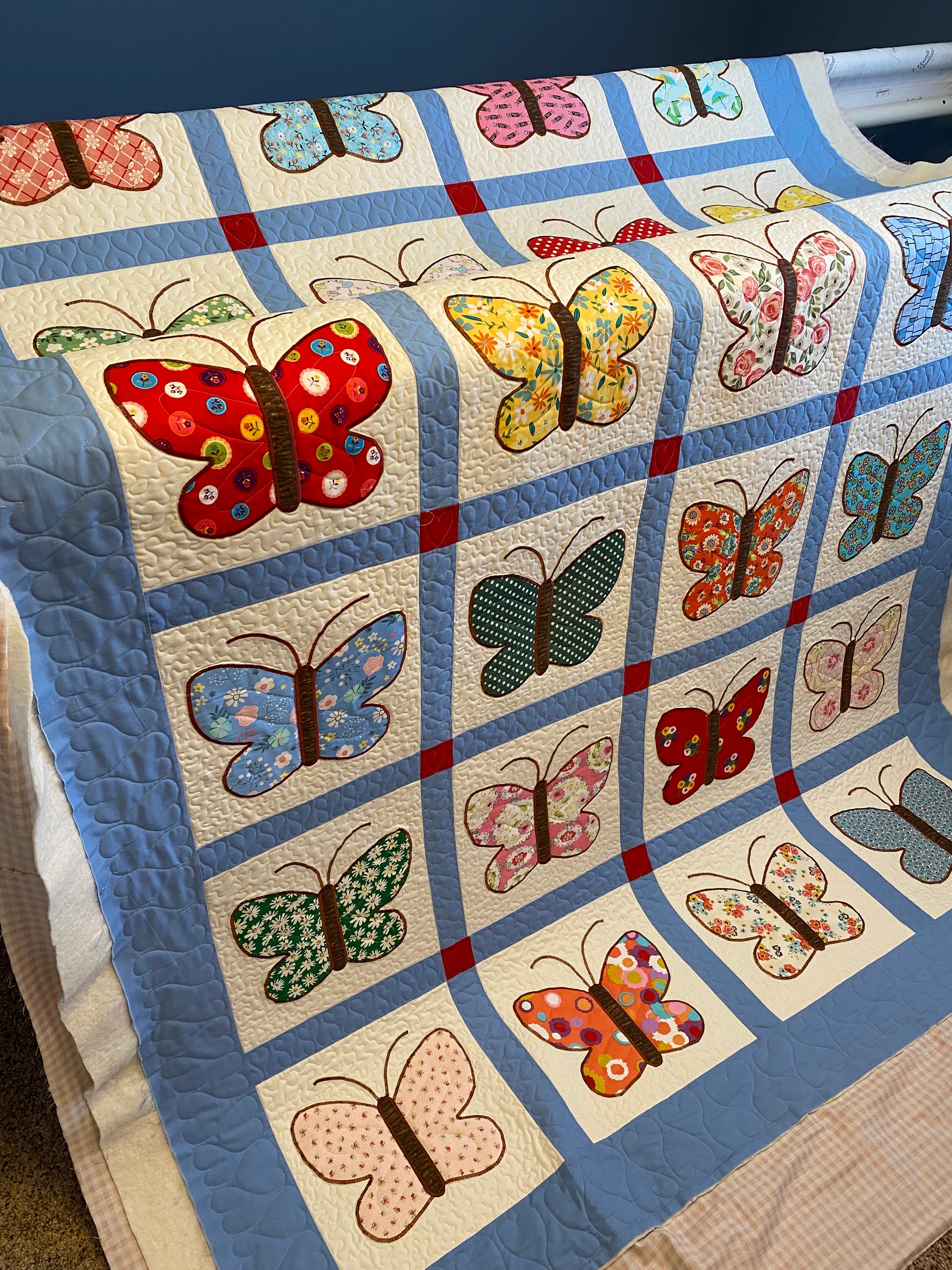 Vintage Butterfly Quilt Pattern Butterfly Applique Ca 1950's 60 X 88