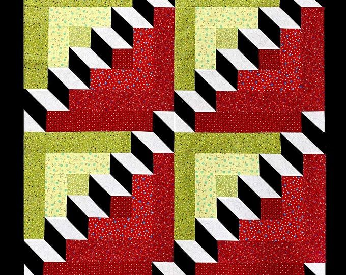 12 HUGE Big Already Pieced Handmade Log Cabin Quilt Top Blocks ...