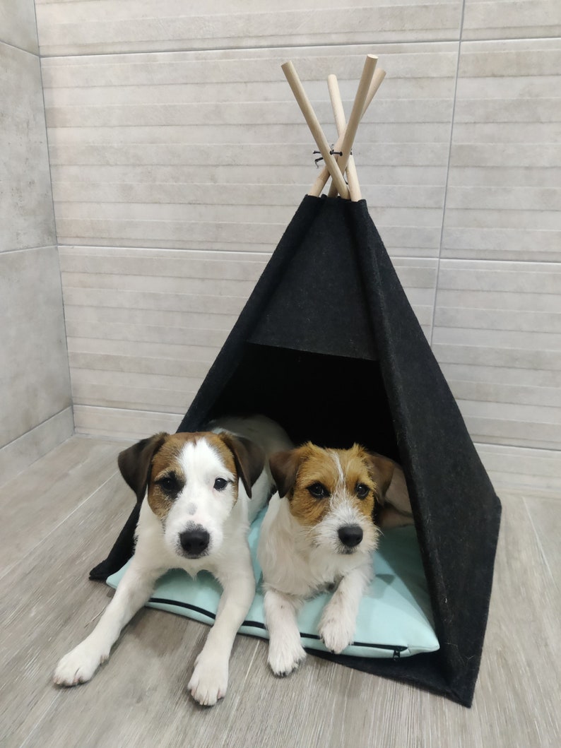Mini Teepee Dog Bed Pet House Lounger Cover Puppy Tent With Black ...
