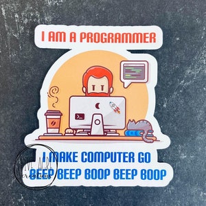 Funny Waterproof Weatherproof Vinyl Sticker | I'm A Programmer ...