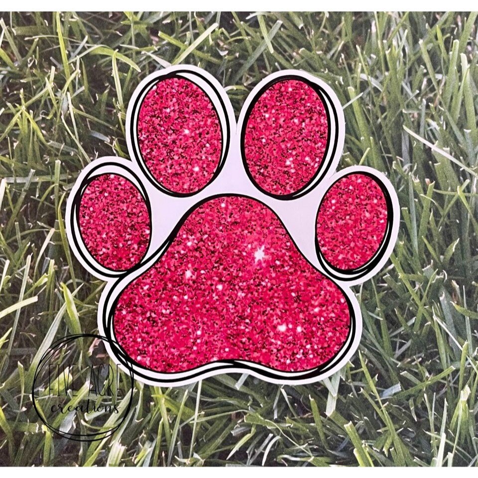 Cute Pink Faux Glitter Paw Print Sticker Laptop Decal - Etsy