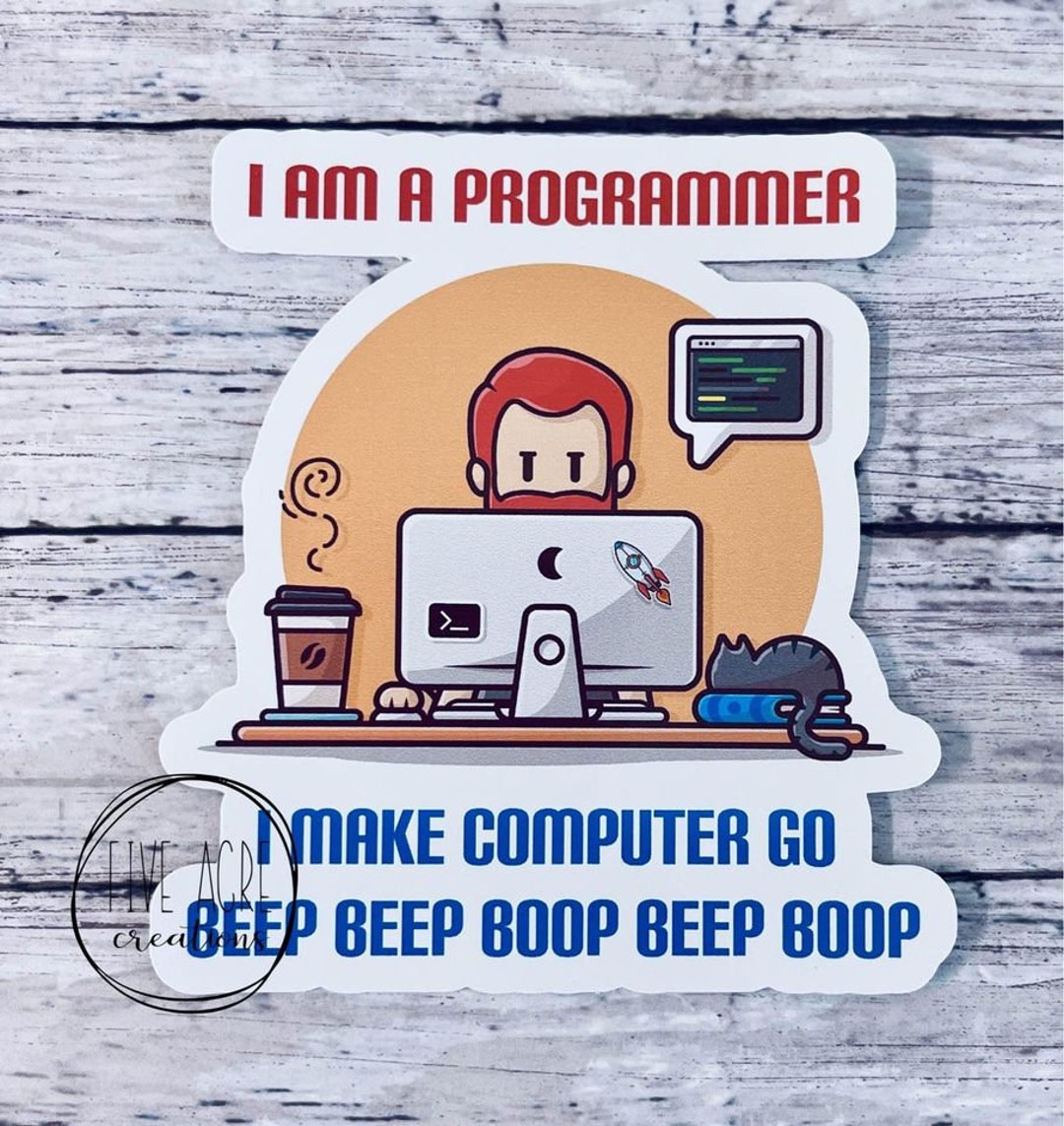 Funny Waterproof Weatherproof Vinyl Sticker | I'm A Programmer ...