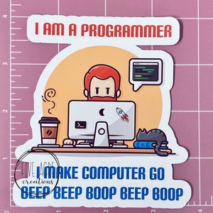 Funny Waterproof Weatherproof Vinyl Sticker | I'm A Programmer ...