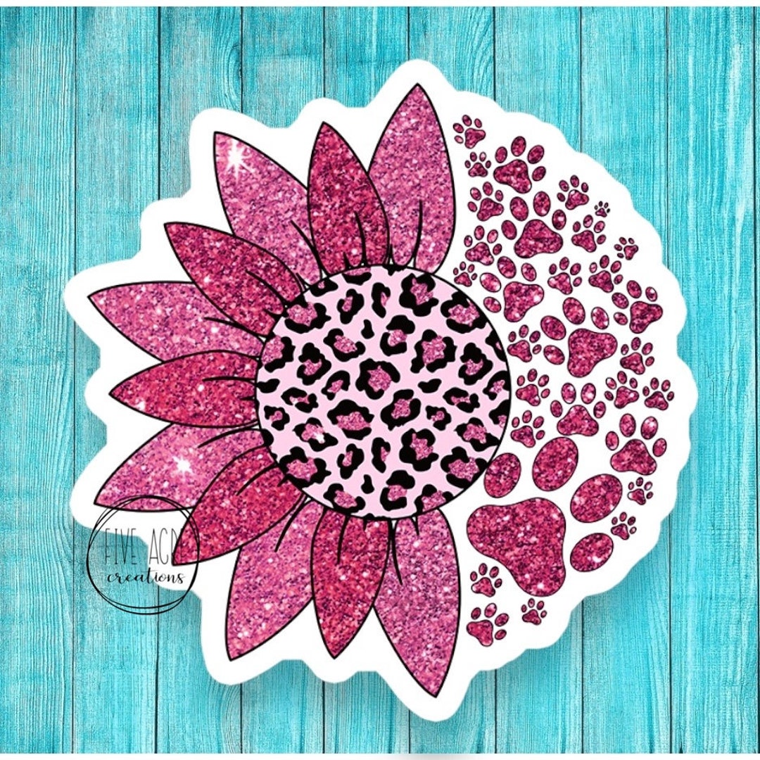Pink Puppy Paw Print Sticker | Sunflower Dog Mom | Pet Car Decal ...