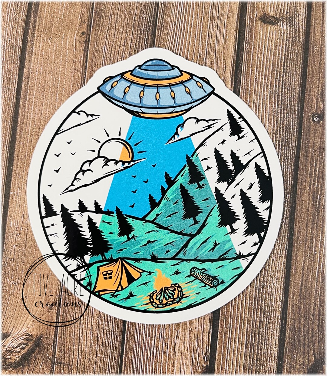 UFO Camp Sticker | Alien Car Window Decal | Funny Waterproof Sticker ...