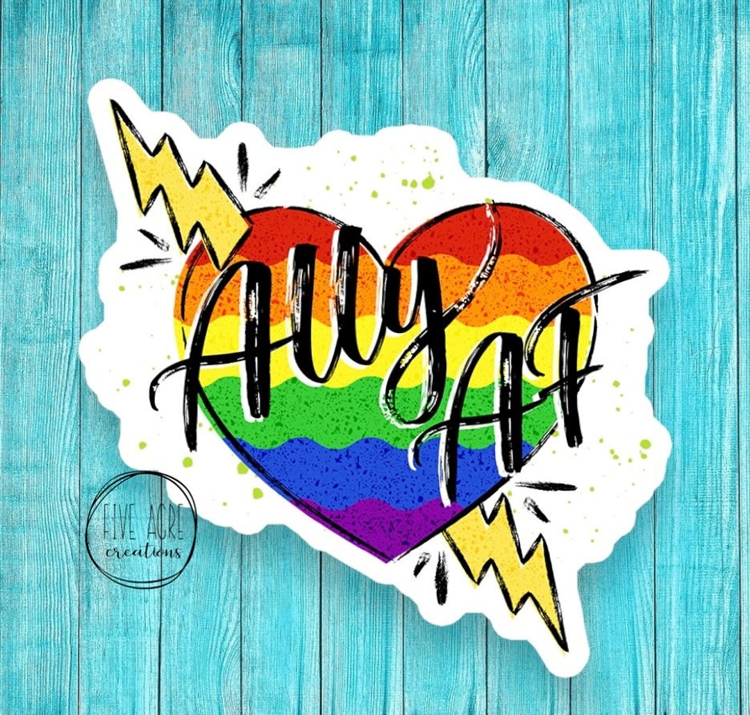 Ally AF Heart Love Sticker Cute Car Decal Laptop Sticker Pride LGBTQ ...