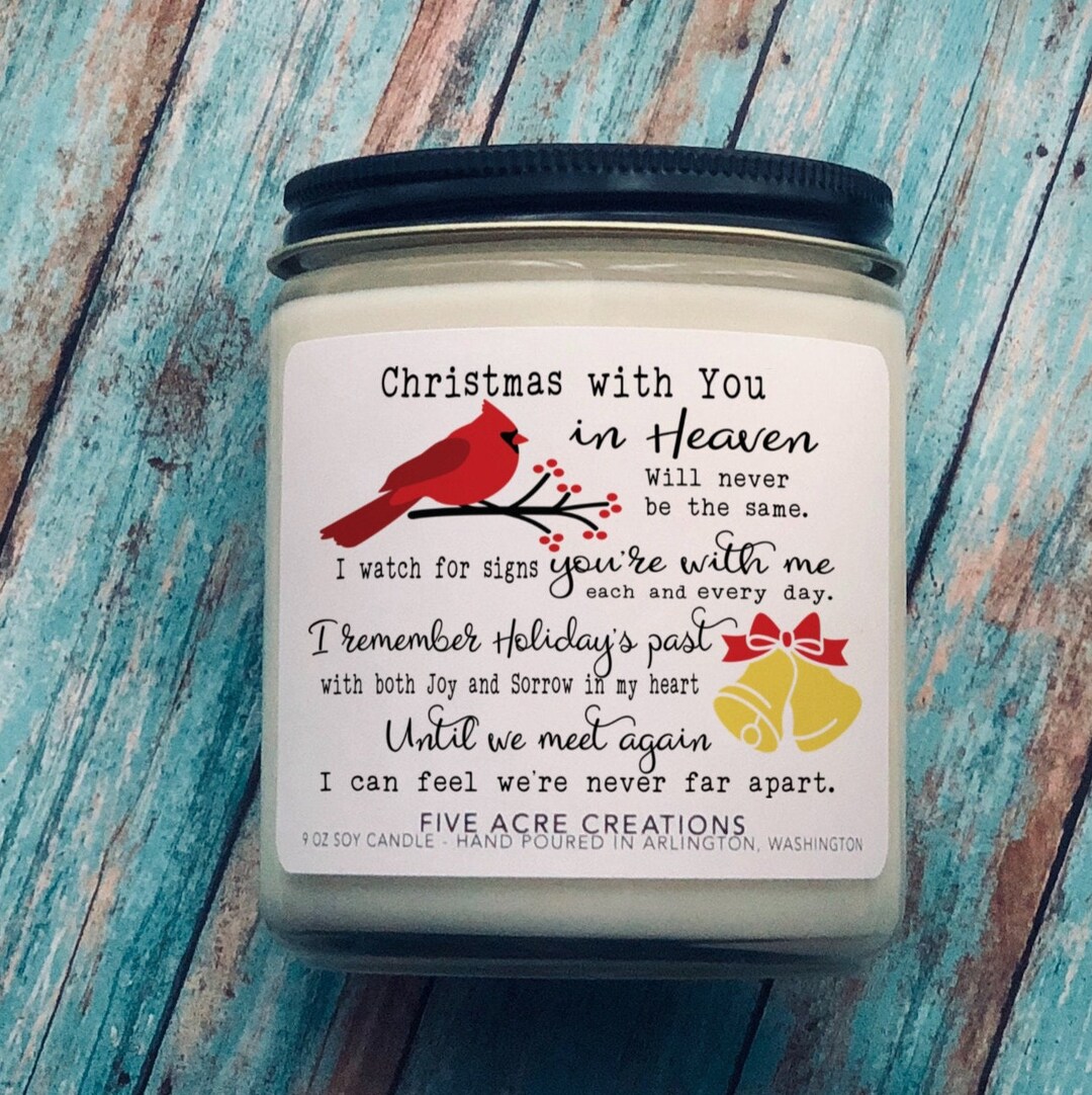 Memorial Candle Sympathy Gift Christmas in Heaven in Memory of Loved ...