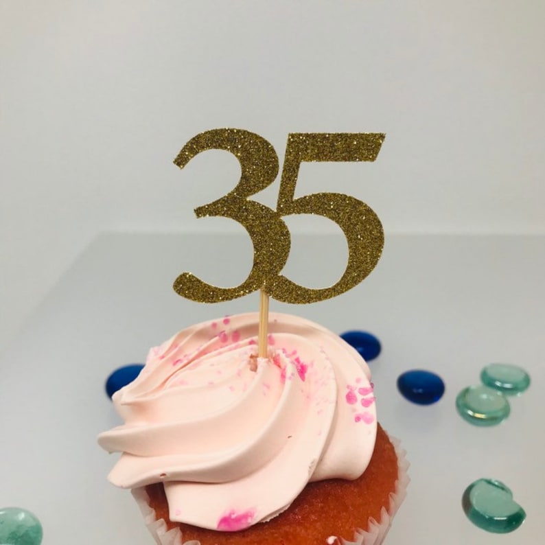 35th Birthday Cupcake Toppers, Birthday Decoration, 35th Birthday ...