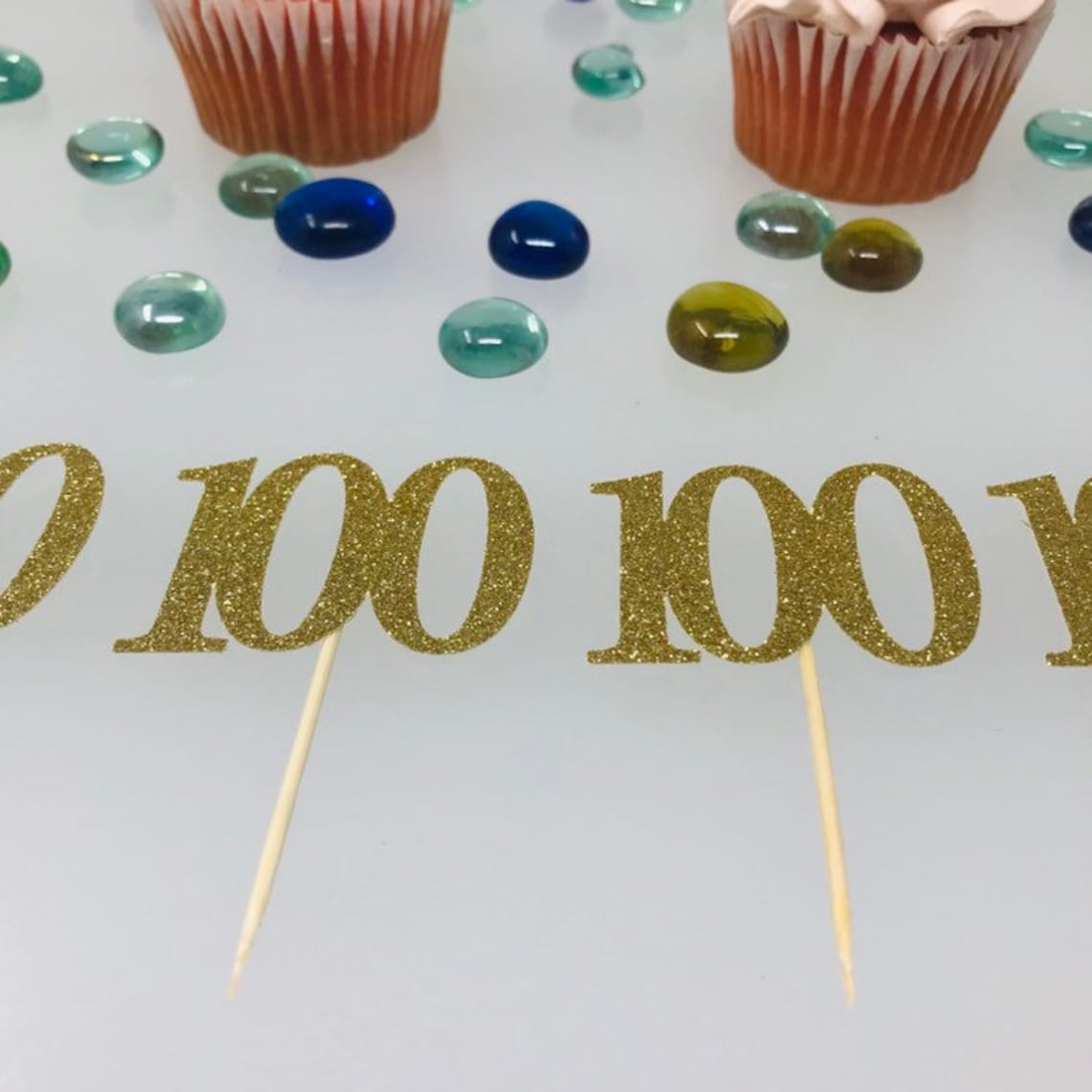 100th Birthday Cupcake Toppers, Birthday Decoration, 100 Cupcake Topper ...