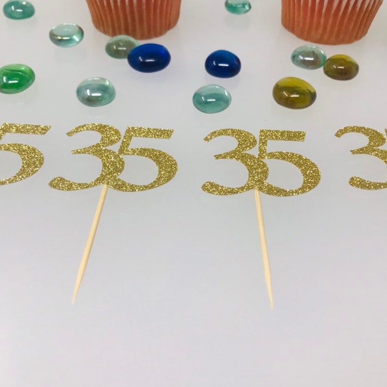 35th Birthday Cupcake Toppers, Birthday Decoration, 35th Birthday ...