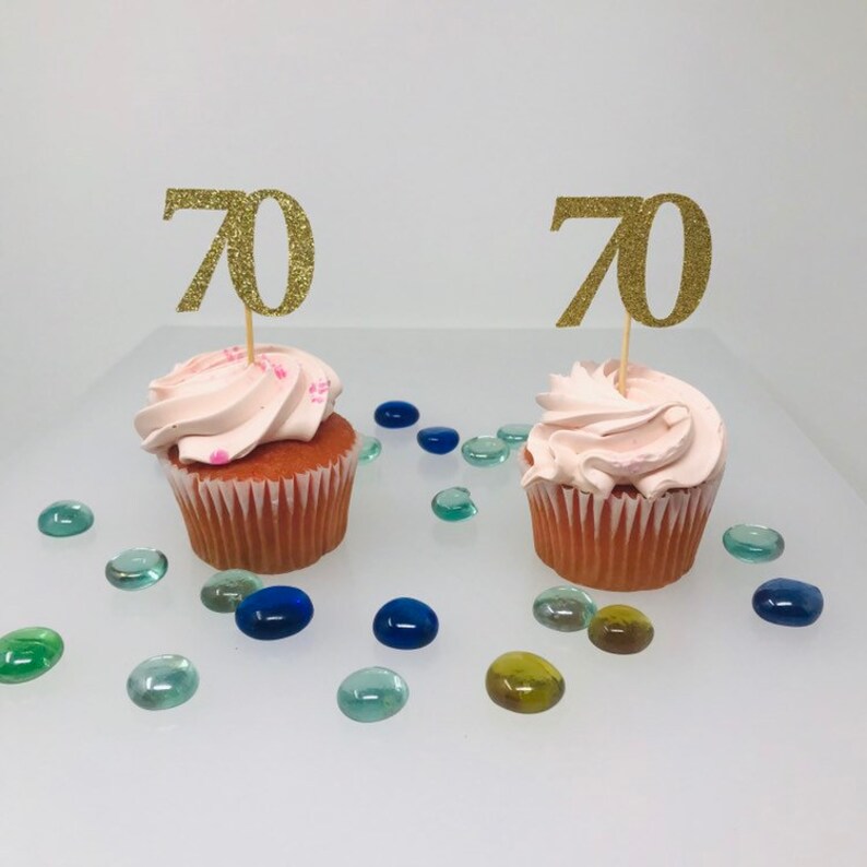 70th Birthday Cupcake Toppers Birthday Decoration 70 Cupcake Etsy