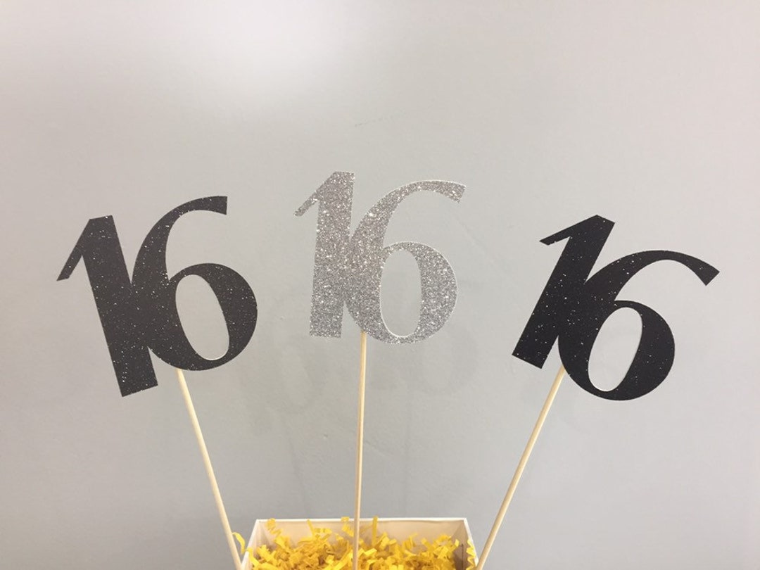 SET OF THREE, 16 Birthday Centerpiece, 16th Anniversary, 16th ...