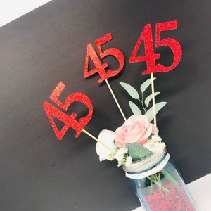 45th Birthday Centerpiece Sticks: Glitter Anniversary Party Decor - Etsy