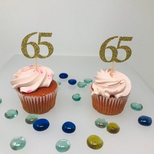 65th Birthday Cupcake Toppers, Birthday Decoration, 65 Cupcake Toppers ...