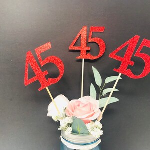 45th Birthday Centerpiece Sticks: Glitter Anniversary Party Decor - Etsy