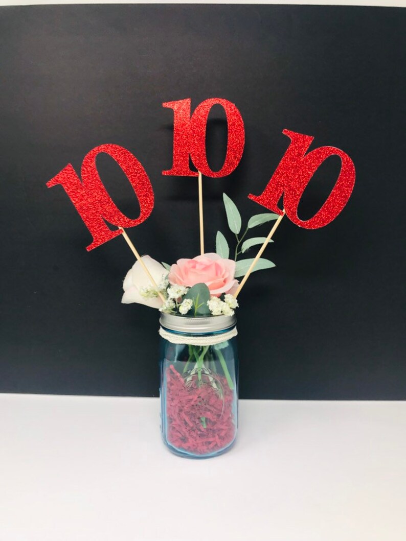 Birthday Centerpiece, 10th Anniversary, 10th Celebration, 10th Birthday ...
