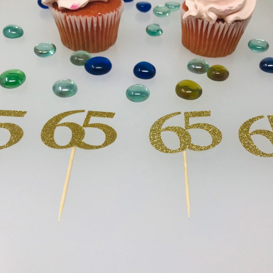 65th Birthday Cupcake Toppers, Birthday Decoration, 65 Cupcake Toppers ...