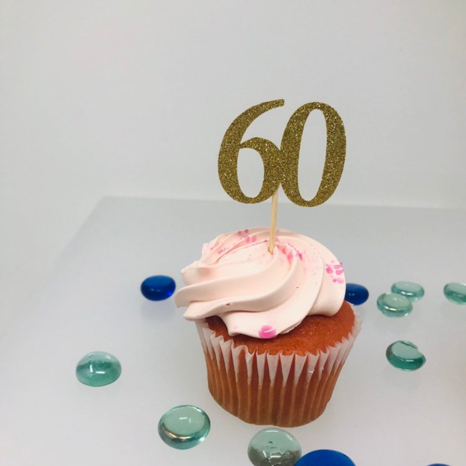 60 Birthday Cupcake Toppers, Birthday Decoration, 60th Birthday Party ...