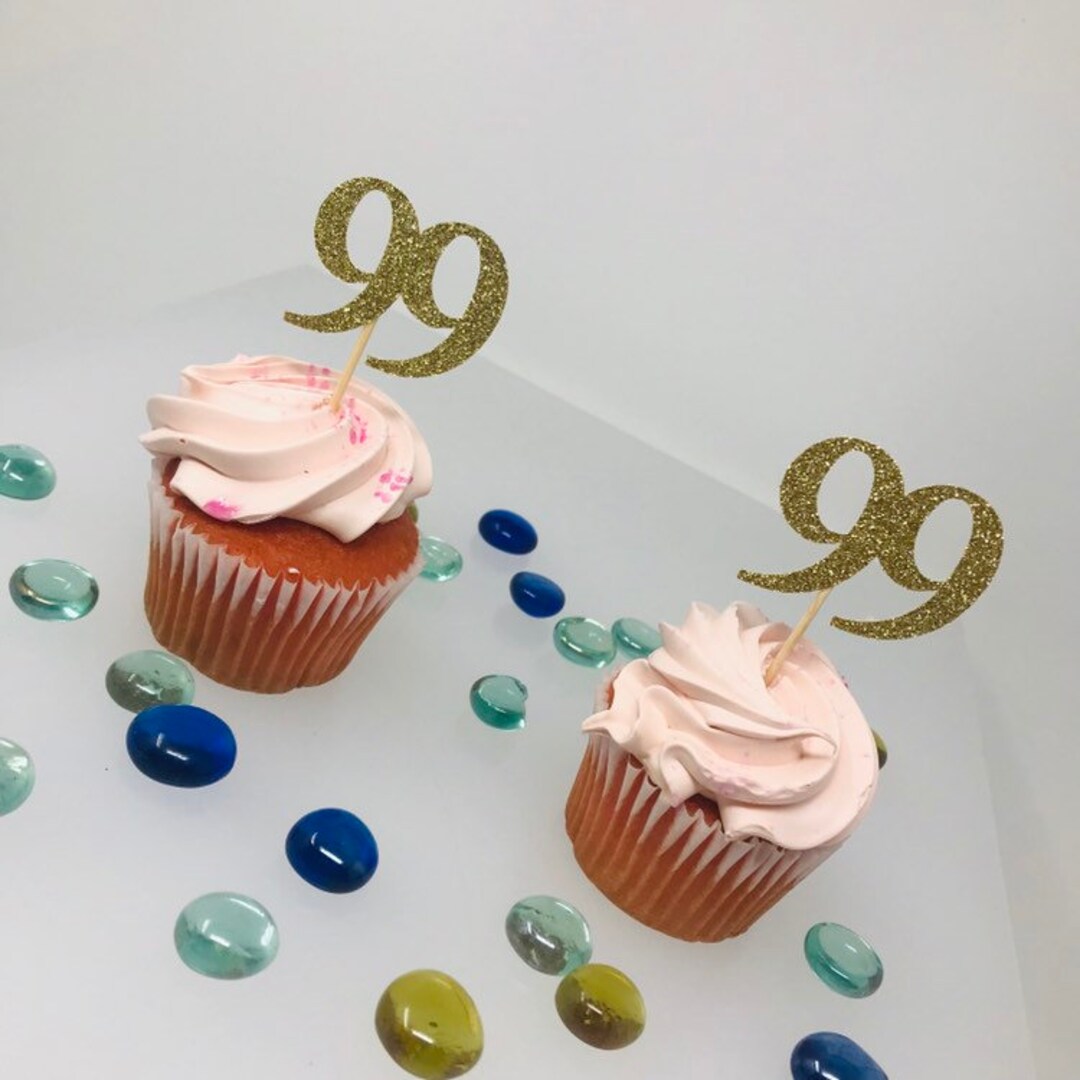 99th Birthday Cupcake Toppers, Birthday Decoration, 99 Cupcake Topper ...