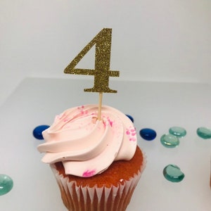 Fourth Birthday Cupcake Toppers, Birthday Decoration, 4th Birthday ...