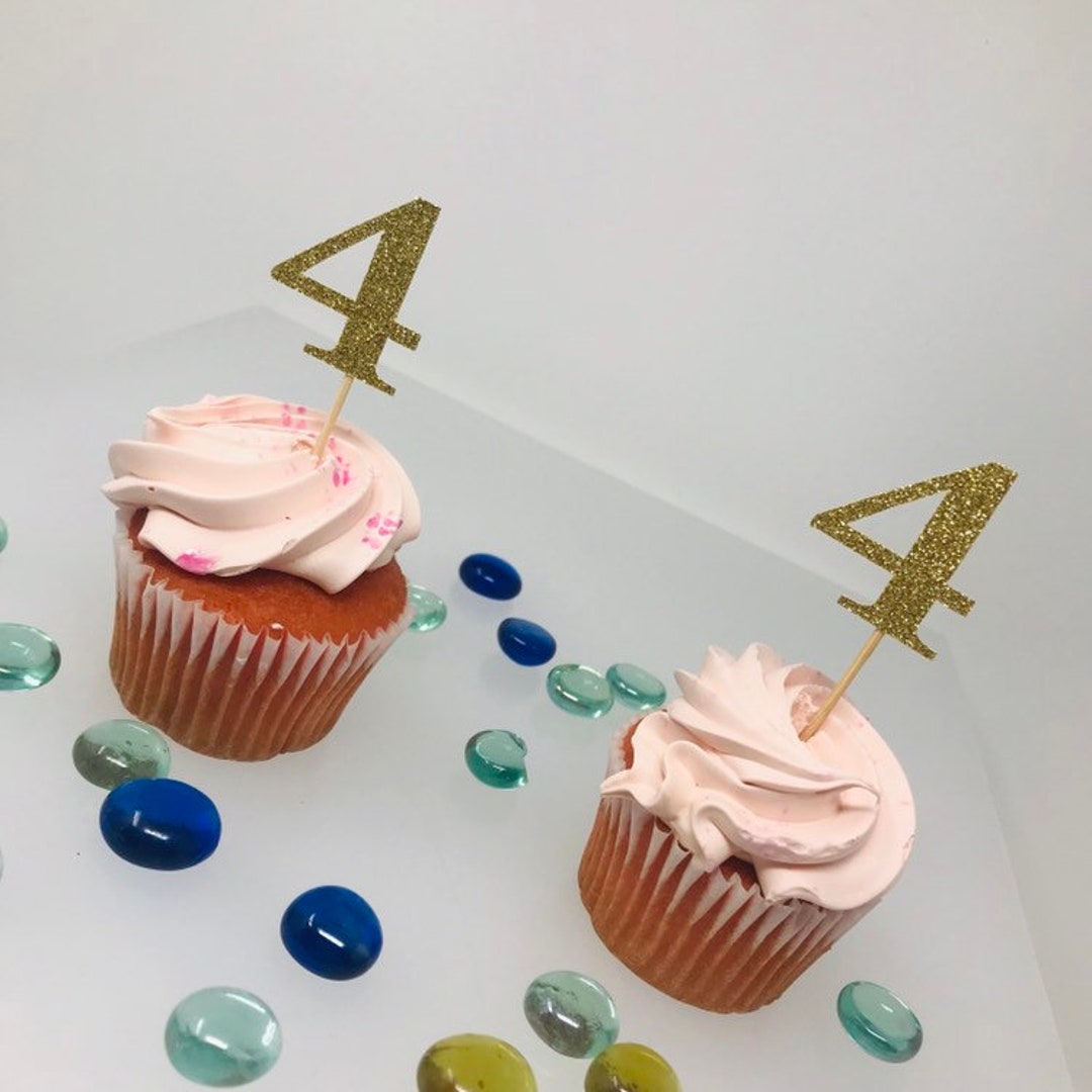 Fourth Birthday Cupcake Toppers, Birthday Decoration, 4th Birthday ...