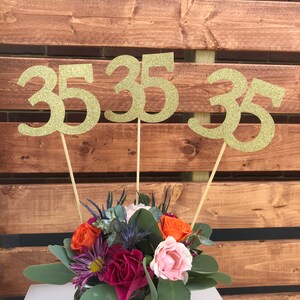 35th Birthday Decoration, 35th Birthday Centerpiece Sticks, Glitter ...