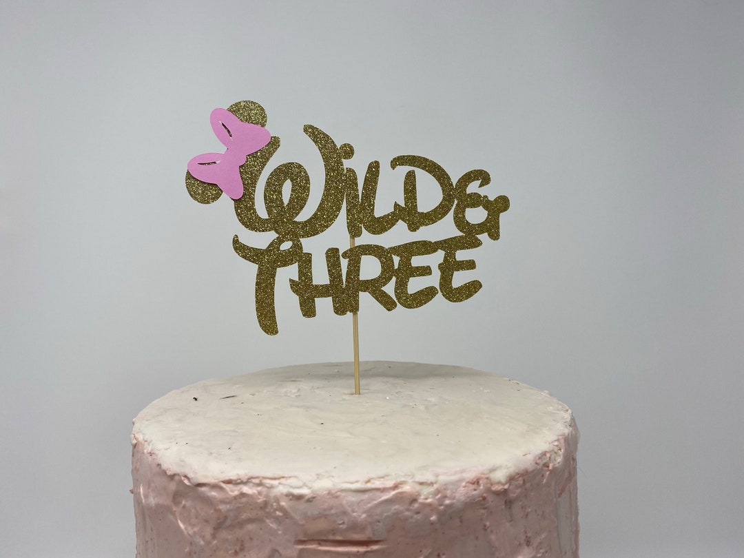 Minnie Mouse Cake Topper, Gold and Pink Glitter Minnie Cake Topper ...