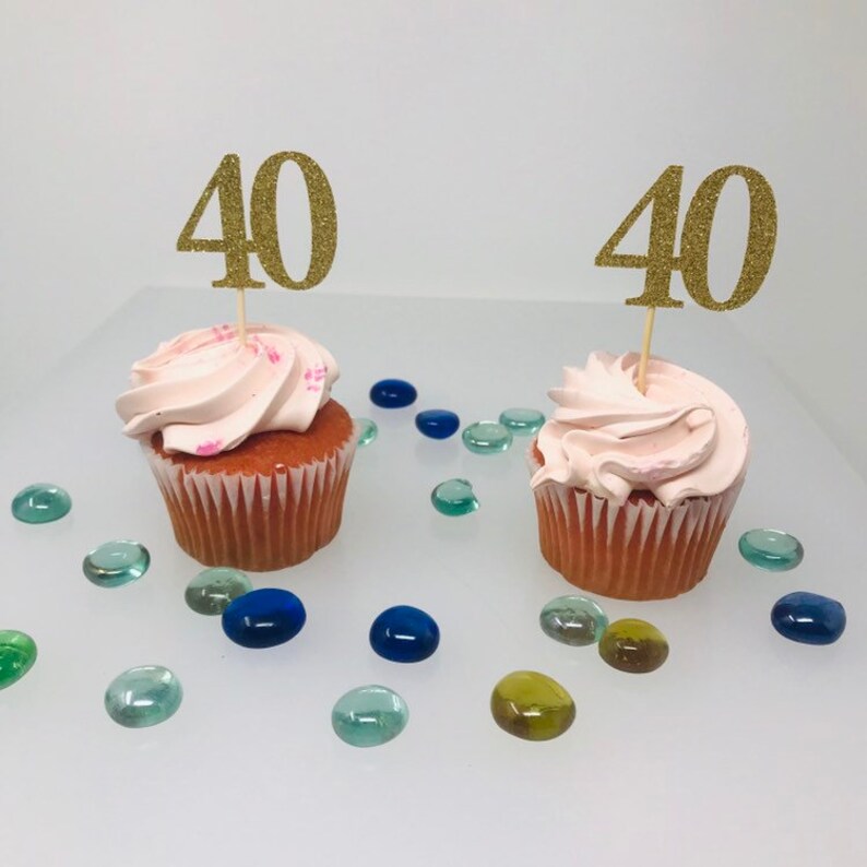 40th Birthday Cupcake Toppers, Birthday Decoration, 40th Birthday ...