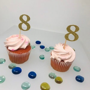 8th Birthday Cupcake Toppers, Birthday Decoration, 8th Birthday ...