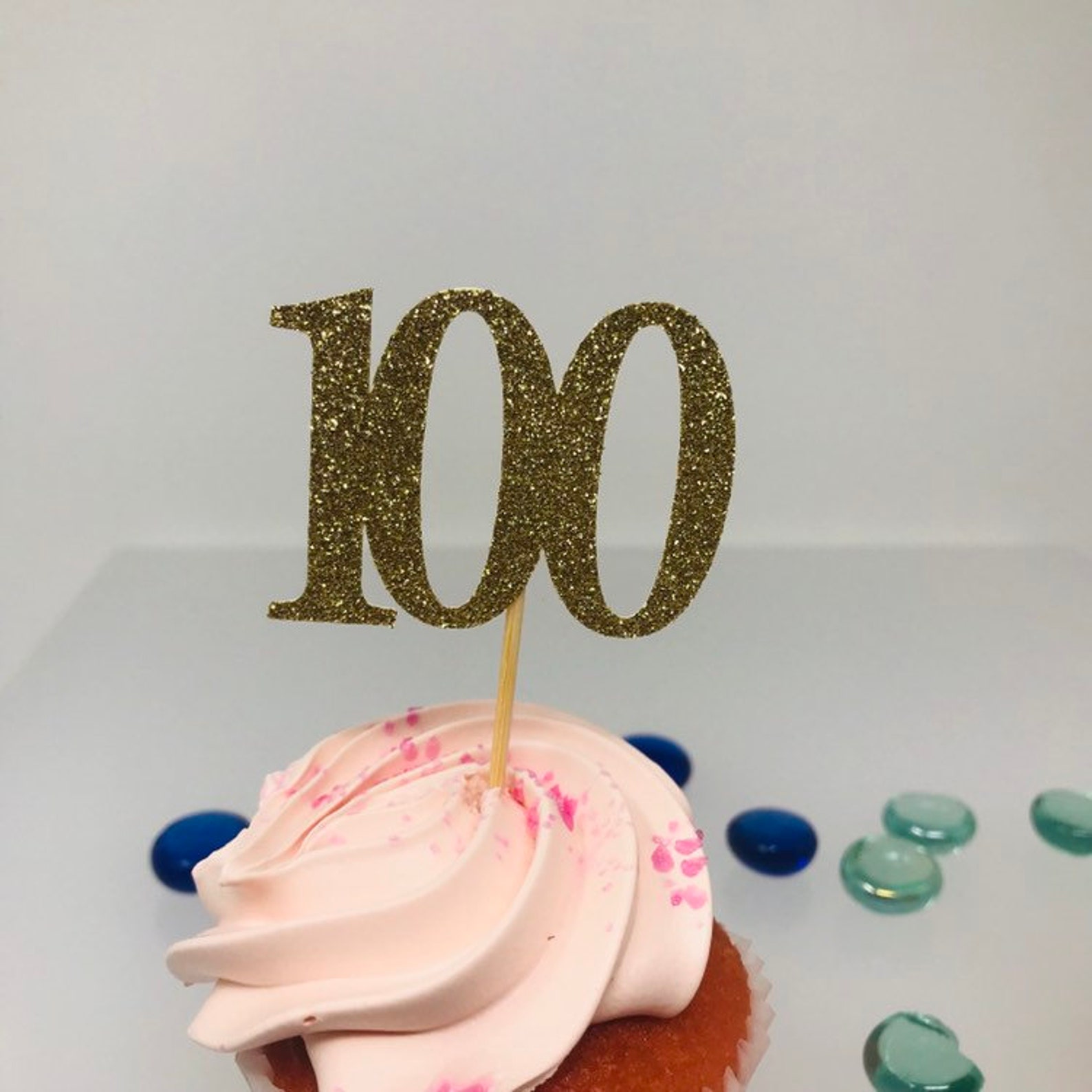 100th Birthday Cupcake Toppers, Birthday Decoration, 100 Cupcake Topper ...