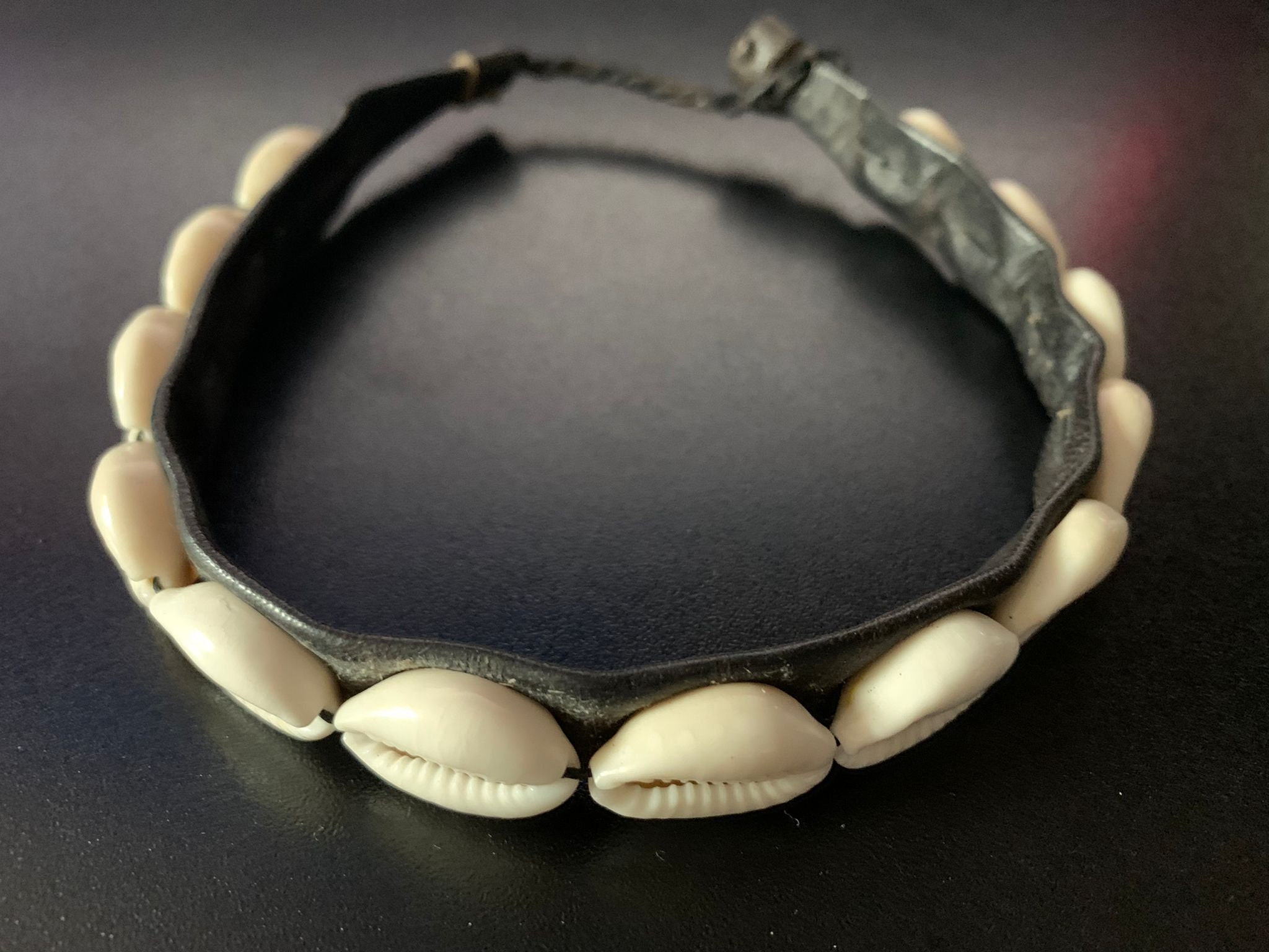 NUNYA African, Handmade, Black Leather, Cowrie Shell Bracelet and ...