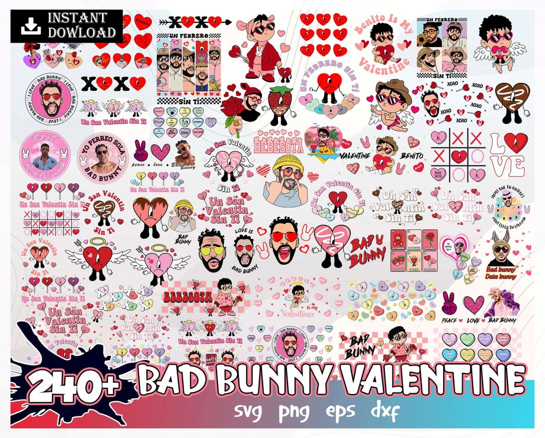 New Bad Bunny Valentines Day SVG Bundle, Benito SVG, Un Valentina Sin ...