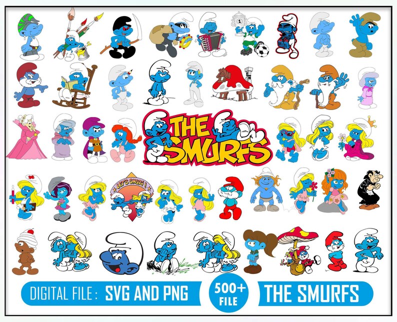 New Smurfs SVG Bundle, Smurfs Font SVG Files for Cricut, Smurfs Cut ...