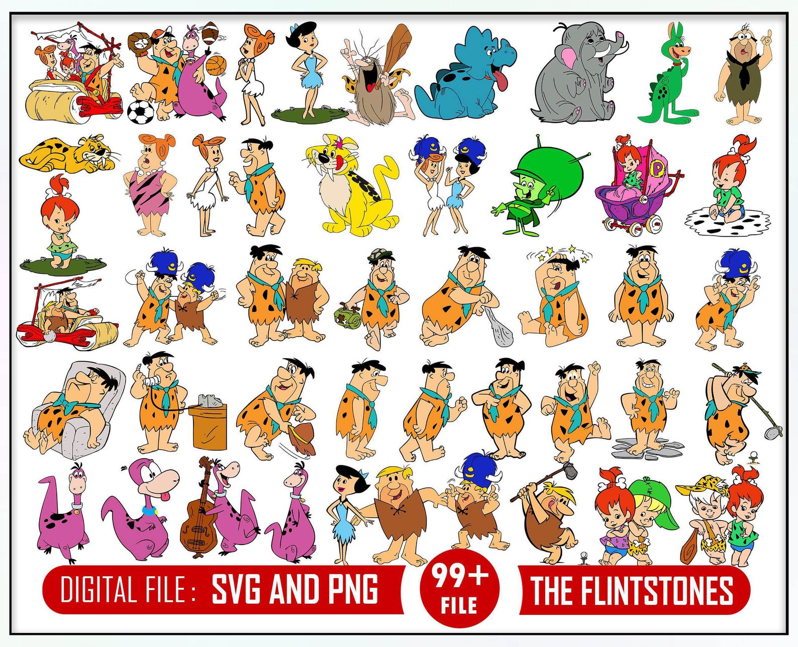 Flintstones Svg Bundle, Svg Pack, Layered Svg, PNG, PDF, EPS, Files for ...