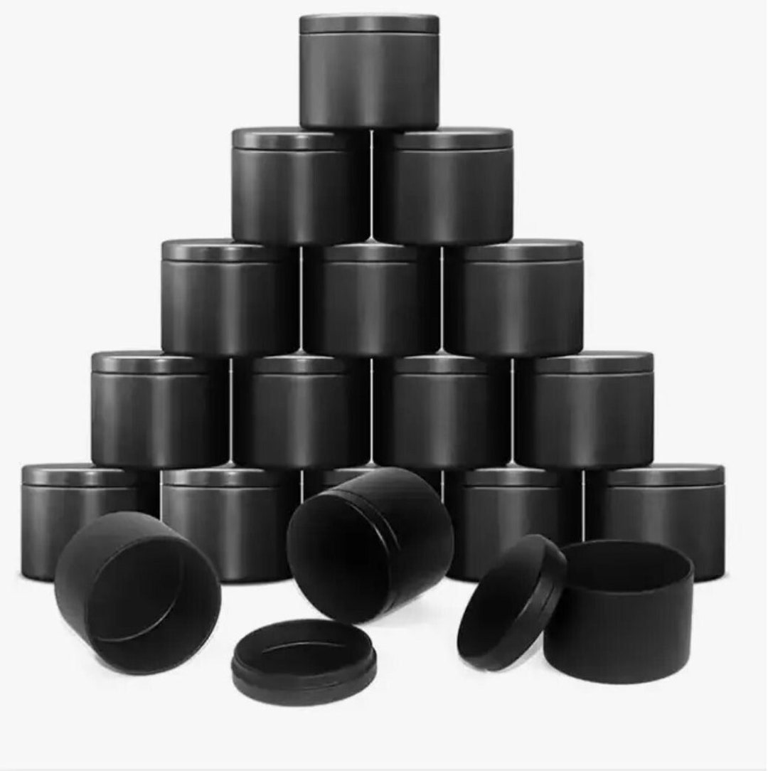 24 Empty 8oz Luxury Matte Black Tins | Candle Making - Etsy